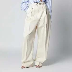 Sportmax Oversized Cotton Gabardine Trousers - Beige