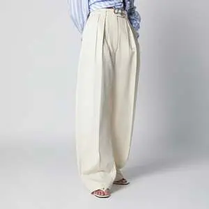Sportmax Oversized Cotton Gabardine Trousers - Beige