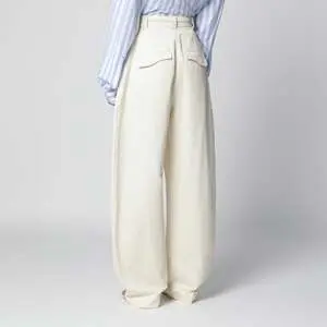Sportmax Oversized Cotton Gabardine Trousers - Beige