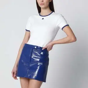COURREGES Contrast Cotton Crew-neck T-shirt - White