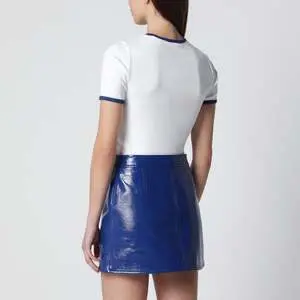 COURREGES Contrast Cotton Crew-neck T-shirt - White