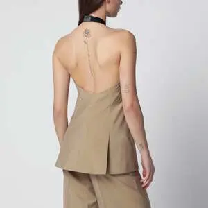 Max Mara Sleeveless Wool And Silk Poplin Jacket - Beige