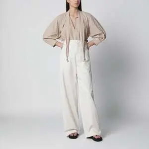 LEMAIRE Cotton Wide-leg Trousers - Beige