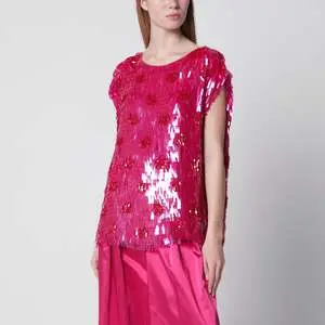 Dries Van Noten Silk Top With Sequin Embellishments - Pink