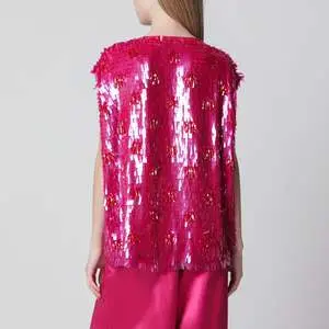 Dries Van Noten Silk Top With Sequin Embellishments - Pink