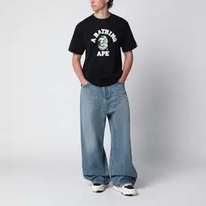 A BATHING APE T-shirt With Logo Print - Black