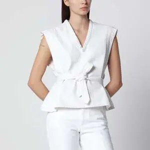 LEMAIRE Chasuble Shirt In Bleached Denim - White