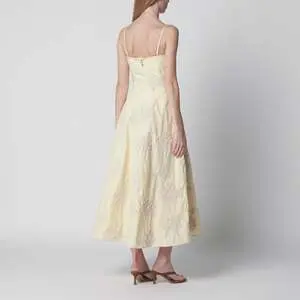 ROTATE BY BIRGER CHRISTENSEN Floral Appliqué Midi Dress - Yellow