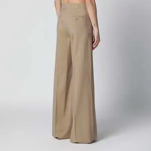 Max Mara Wide-leg Wool And Silk Poplin Trousers - Beige