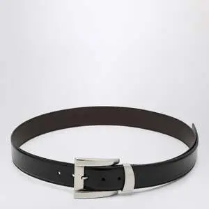 Versace Leather Belt With Embossed Logo - Black