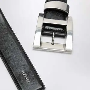 Versace Leather Belt With Embossed Logo