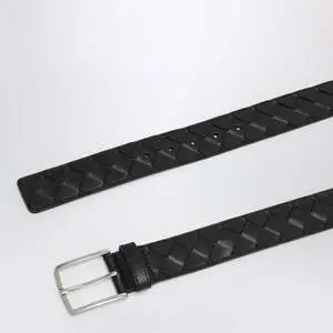 Bottega Veneta Intrecciato Leather Belt - Black