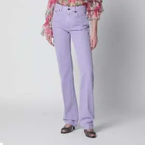 Chloé Straight Jeans In Lavender Organic Cotton Denim - Purple