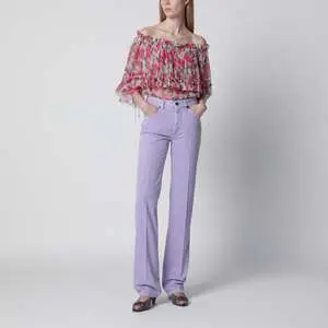 Chloé Straight Jeans In Lavender Organic Cotton Denim - Purple