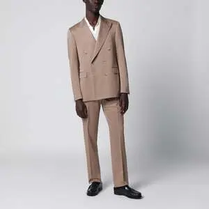 Tagliatore Double-breasted Wool-blend Suit - Beige