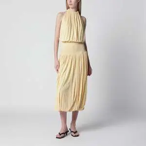 TOTEME Sleeveless Ruched Midi Dress - Yellow