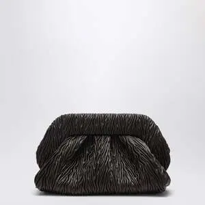 THEMOIRE Gathered Vegan Leather Clutch - Brown