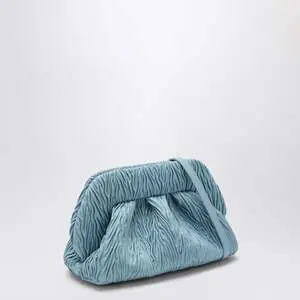 THEMOIRE Ruched Vegan Leather Bios Clutch - Light Blue