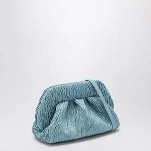 THEMOIRE Ruched Vegan Leather Bios Clutch - Light Blue