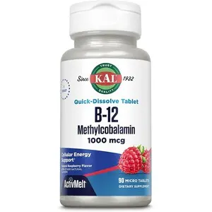 KAL SUPPLEMENTS B12 Methylcobalamin 1000 Mcg Raspberry 90 Tablets - One-color