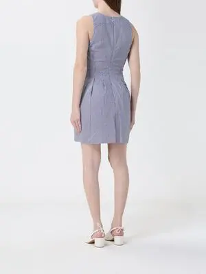 Elisabetta Franchi Striped V-neck Dress With Scarf Detail
