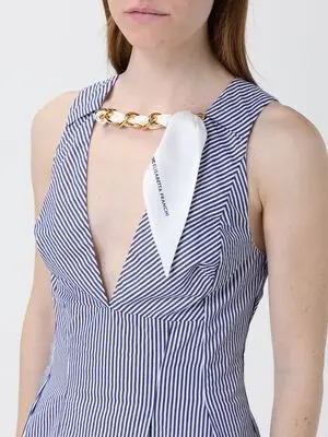 Elisabetta Franchi Striped V-neck Dress With Scarf Detail