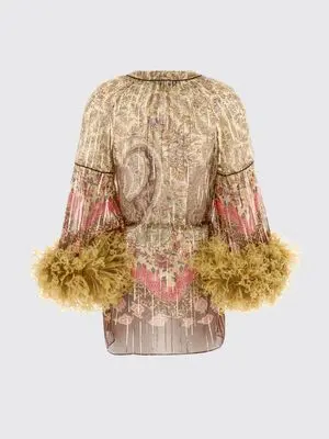 Valentino Garavani Printed Tunic With Feather Cuffs