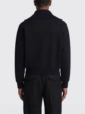 JIL SANDER Quarter Zip Ribbed Sweater - Blue