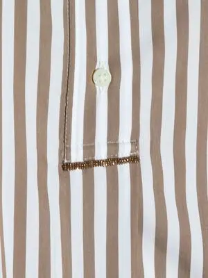 Brunello Cucinelli Striped Cotton And Silk Shirt - Brown