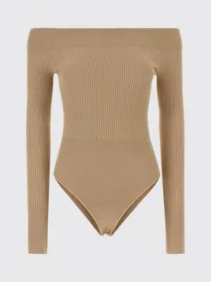 Alaïa Viscose Knit Bodysuit - Beige