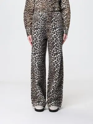GANNI Straight Animal Print Denim Jeans