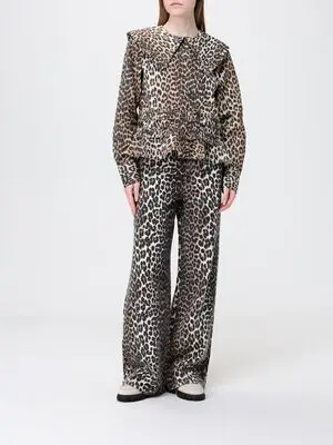 GANNI Straight Animal Print Denim Jeans