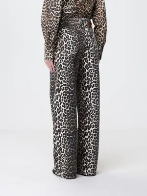 GANNI Straight Animal Print Denim Jeans