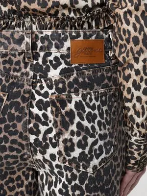 GANNI Straight Animal Print Denim Jeans