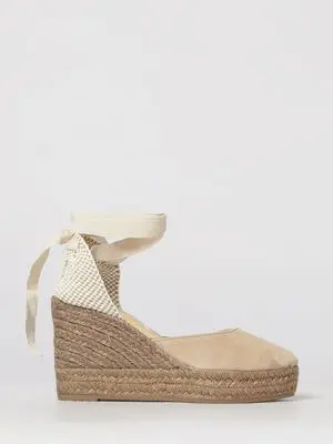 Manebí Suede And Canvas Wedge Espadrilles With Tie Fastening - Beige