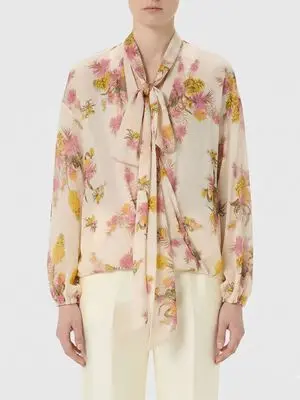 Blumarine Floral Print Blouse With Tie Neck