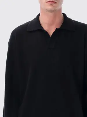 ROBERTO COLLINA Cotton Knit Polo Shirt - Black