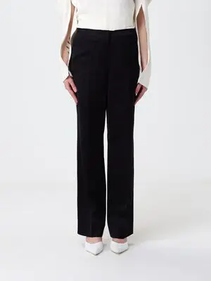 TOTEME Linen Blend Straight Leg Trousers - Black