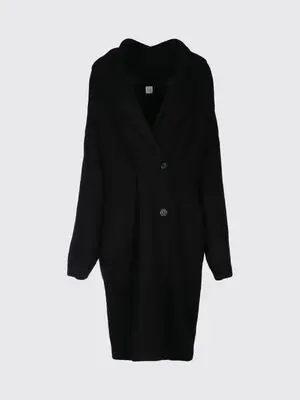 TOTEME Ribbed Knit Cardigan Coat - Black