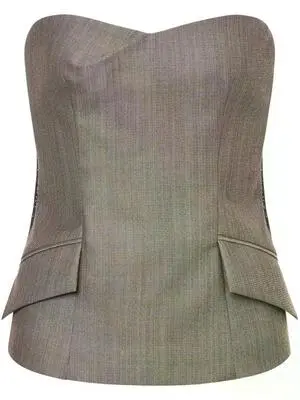 Alberta Ferretti Wool Tweed Bustier Top