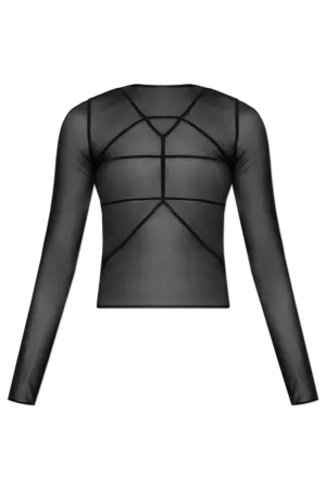 Rick Owens Transparent Turtleneck Top - Black