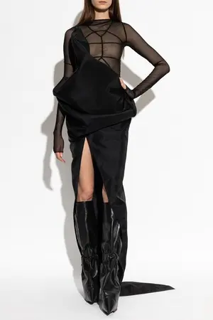 Rick Owens Transparent Turtleneck Top - Black