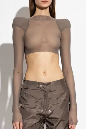 Rick Owens Transparent Turtleneck Top - Brown