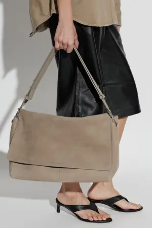 AMI Paris Leather Shoulder Bag With Logo