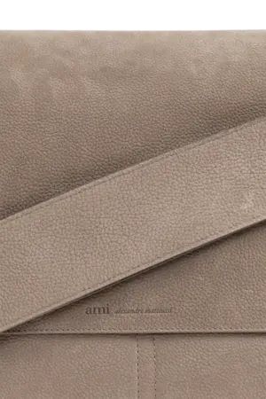 AMI Paris Leather Shoulder Bag With Logo