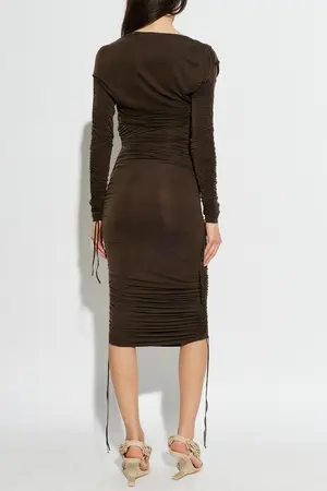 Balmain Draped Midi Dress - Brown