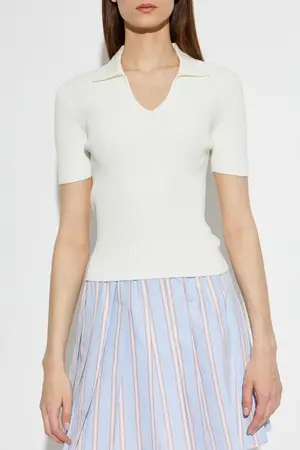 Lacoste Ribbed Slim-fit Polo Shirt With Logo - Cream