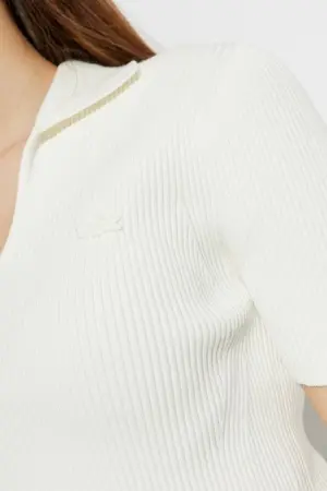 Lacoste Ribbed Slim-fit Polo Shirt With Logo - Cream