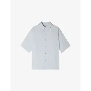 Sandro Pleated Shark-collar Woven Shirt - Sky Blue