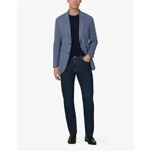 Boggi Milano Pinpoint Single-breasted Cotton-blend Blazer - Blue